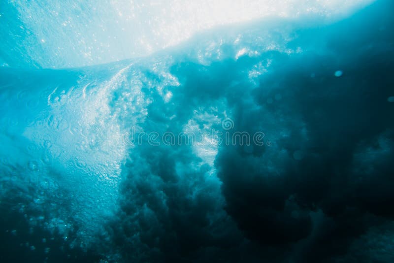 Wave Texture Underwater. Blue Ocean in Underwater Stock Image - Image ...