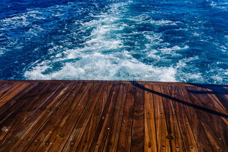 Wave Trace with White Foam on a Water Surface Behind of Fast Moving ...