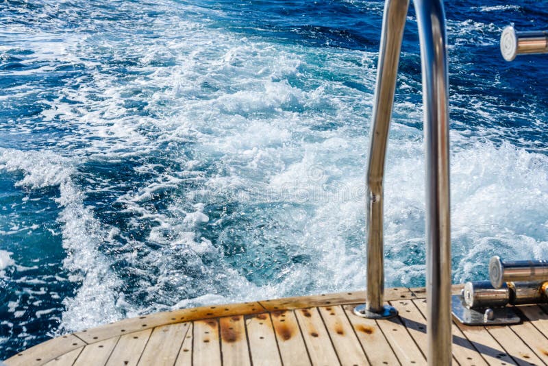 Wave Trace with White Foam on a Water Surface Behind of Fast Moving ...