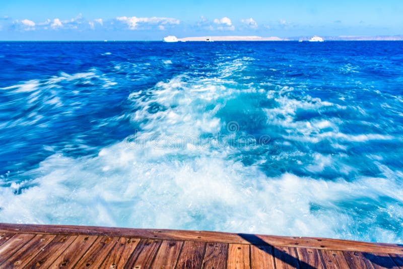 Wave Trace with White Foam on a Water Surface Behind of Fast Moving ...