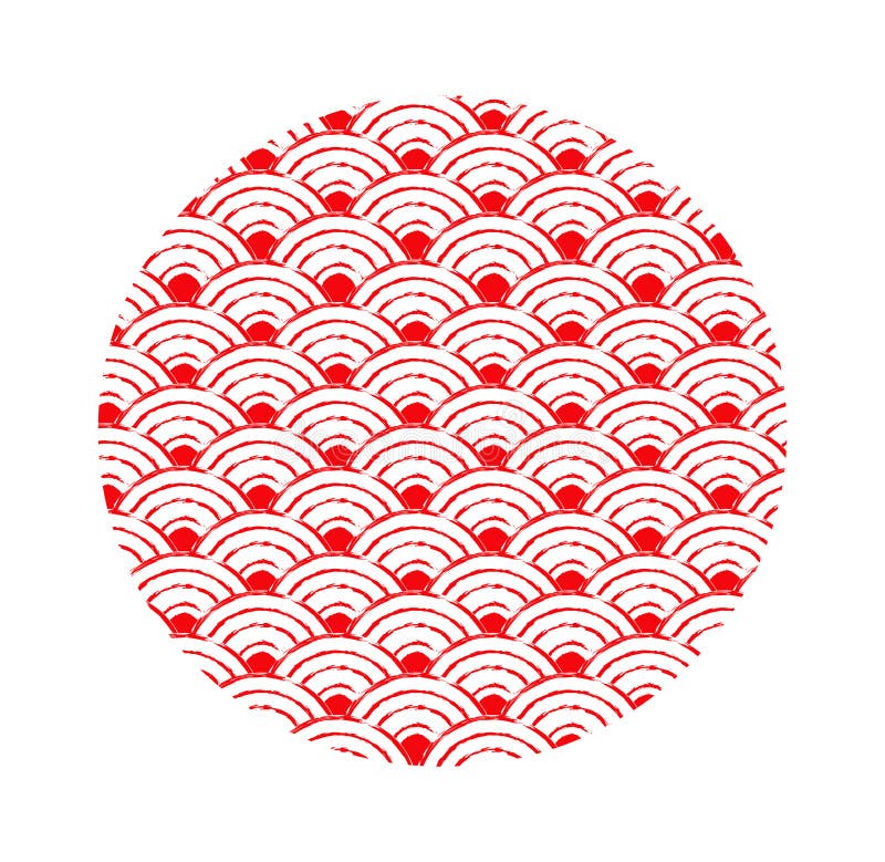 Wave Traditional Japanese Pattern. Red-white. Vector Illustration of a ...