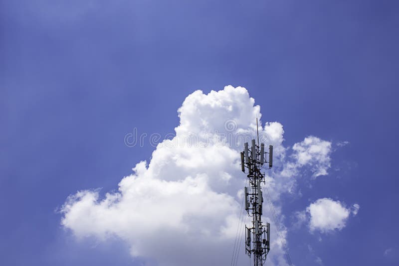 Wave Transmission Mast Large Phone Signal with a Bright Blue Sky Stock ...
