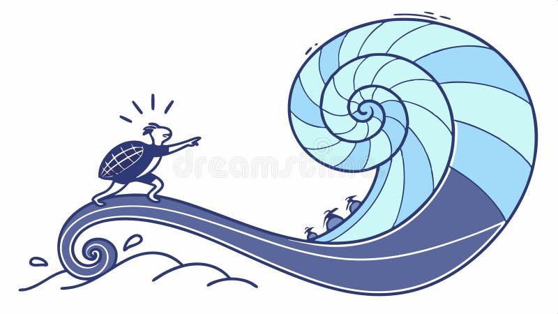 Wave with Turtle Silhouette, Ocean Conservation and Marine Life Vector ...