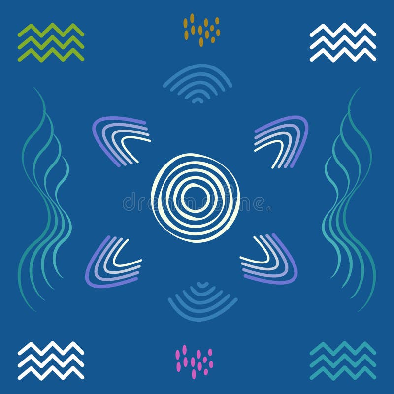 Wave and Various Line Pattern. Stock Vector - Illustration of geometry ...