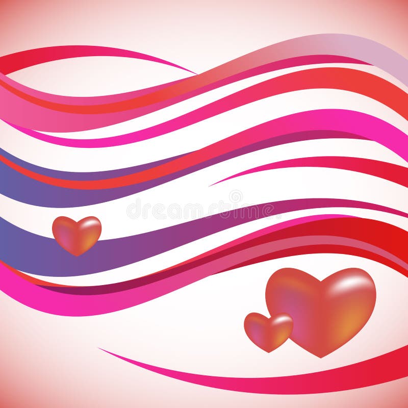 Wave Vector Background Love Heart Cute Stock Vector - Illustration of ...