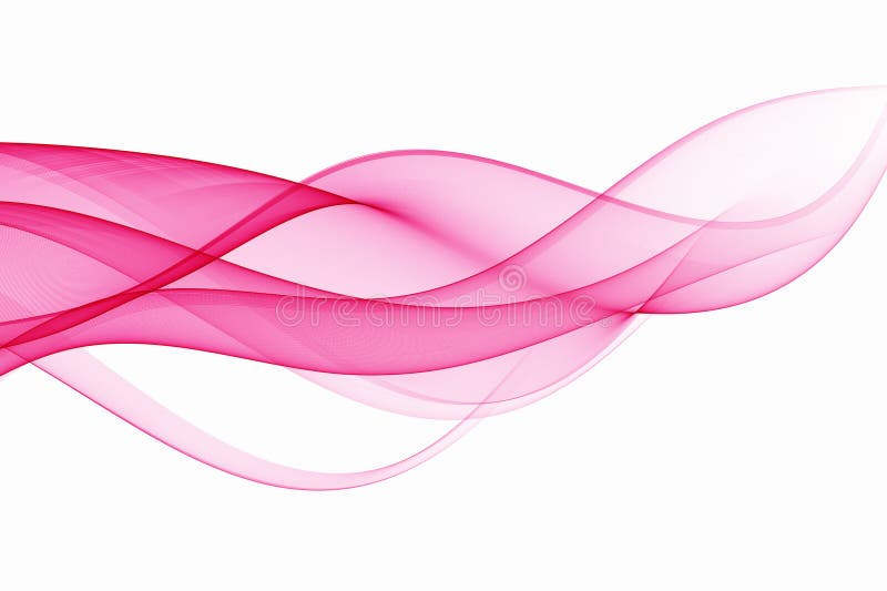 Wave Vector Element with Pink Lines. Curved Wave Motion Flow on White ...