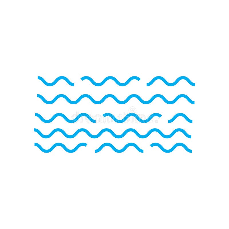 Wave Vector Icon, Curve Line Set, Water Stream Concept. Blue Editable ...