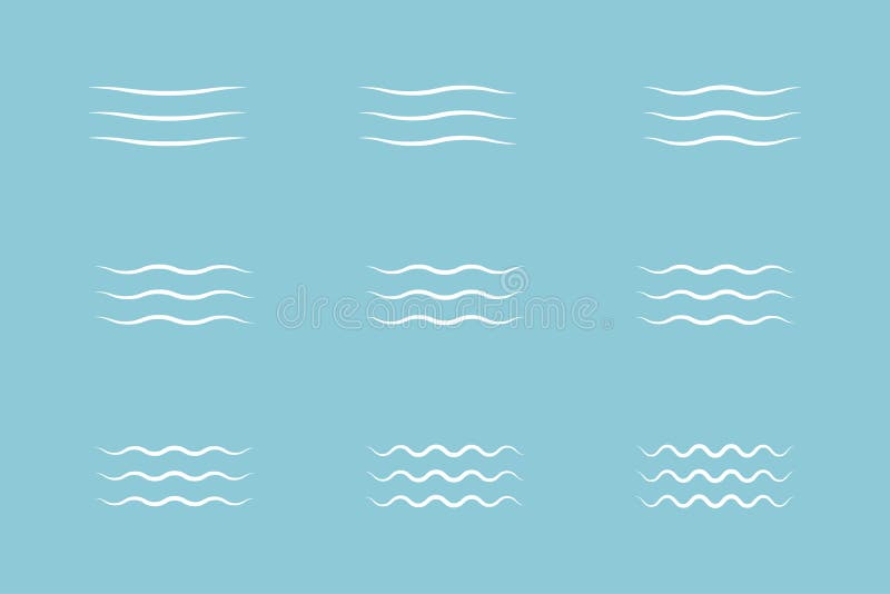 Wave Vector Icon Set. Water Line Sign Isolated Stock Vector ...