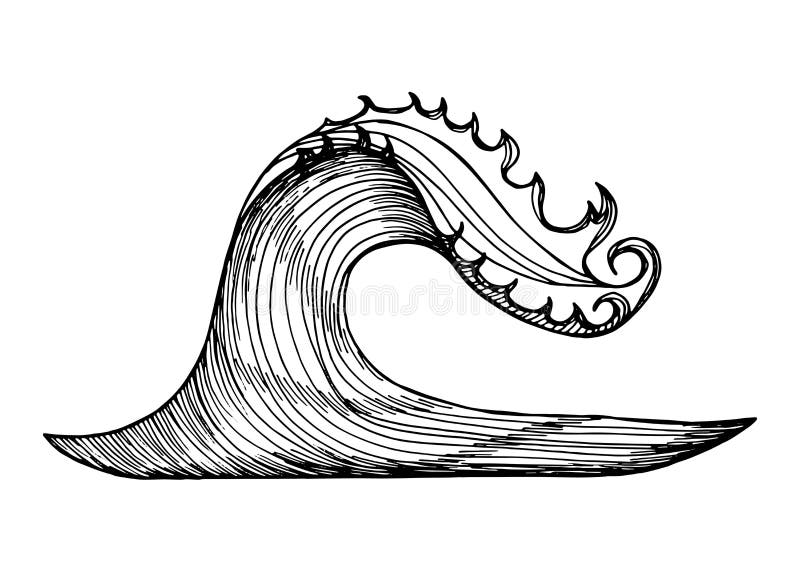 Wave Vector Sketch. Hand Insulated Drawing Stock Vector - Illustration ...