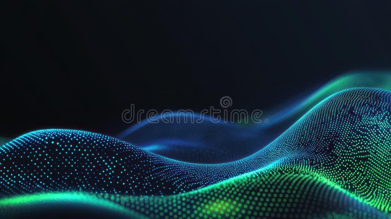 A Wave of Vibrant Blue and Green Dot Particles Creates a Mesmerizing ...