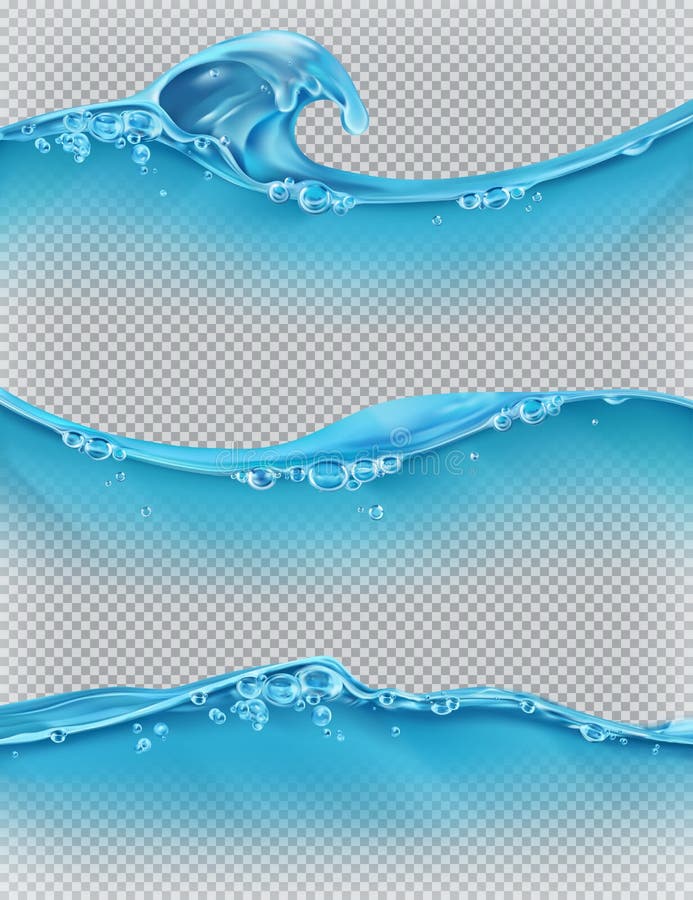Wave of Water and Bubbles, 3d Vector Set Stock Vector - Illustration of ...