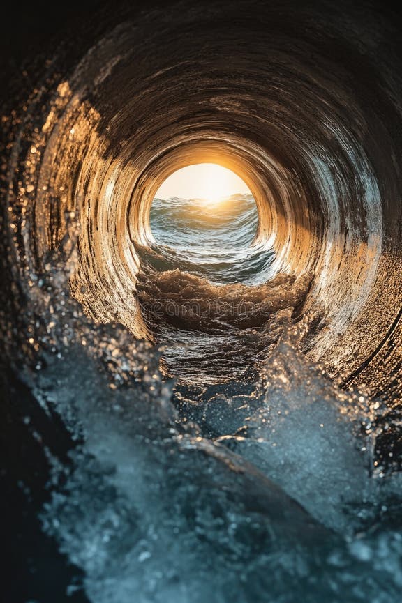 Wave from Pipe into Ocean stock image. Image of currents - 375228633