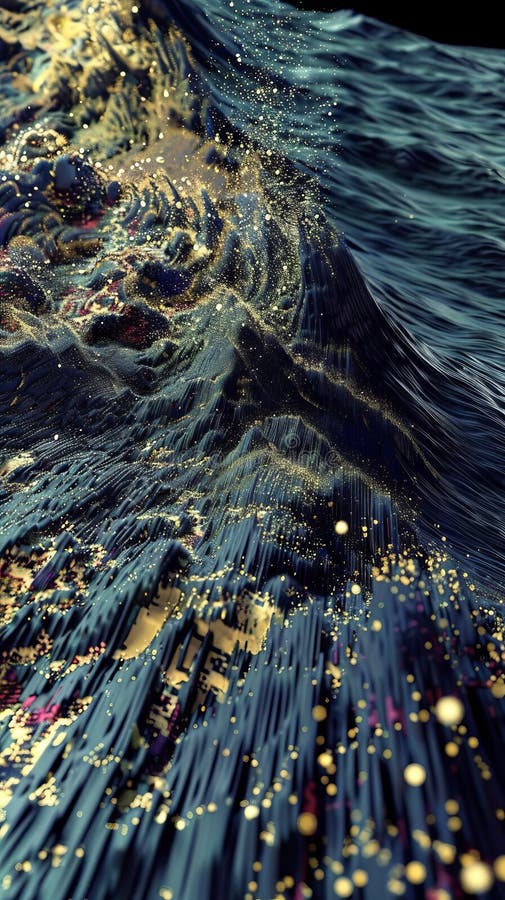 A Wave of Water with Gold Glitter Stock Image - Image of abstract ...