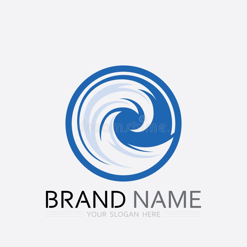Wave and Water Isolated Round Shape Logo Blue Color Sea, Ocean, River ...