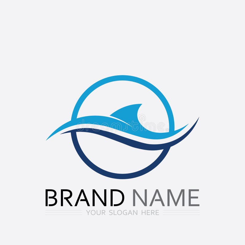 Wave and Water Isolated Round Shape Logo Blue Color Sea, Ocean, River ...