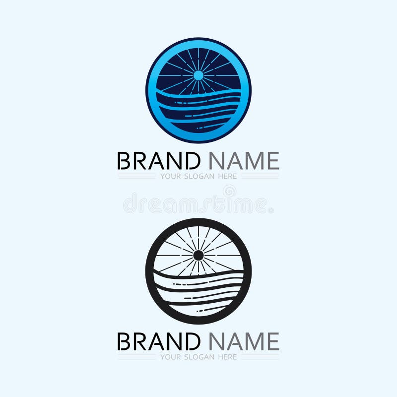 Wave and Water Isolated Round Shape Logo Blue Color Sea, Ocean, River ...