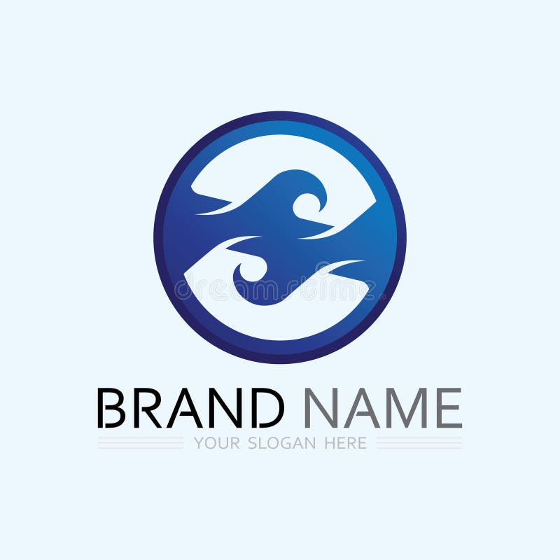 Wave and Water Isolated Round Shape Logo Blue Color Sea, Ocean, River ...