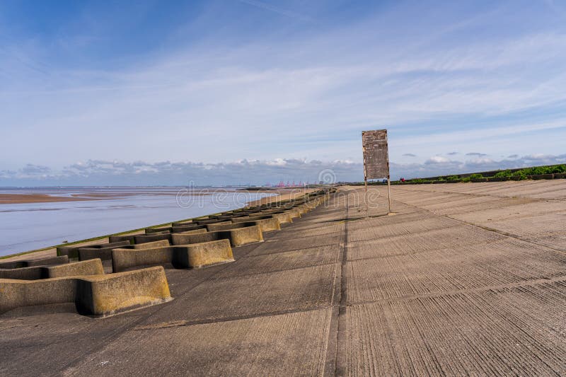 Wavebreakers and the Coast in North Wirral Coastal Park, Merseyside ...