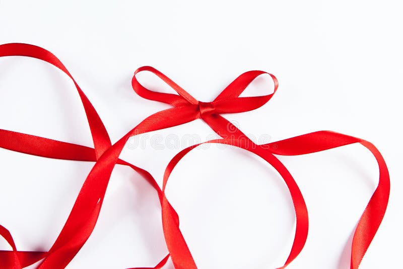 Waved Red Ribbon Isolated on White Background Stock Image - Image of ...