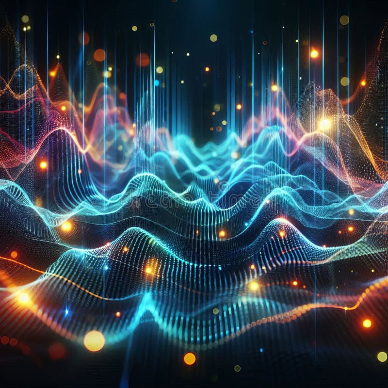 Waveform Hologram Pulsating Waves of Light and Color Creating a Stock ...