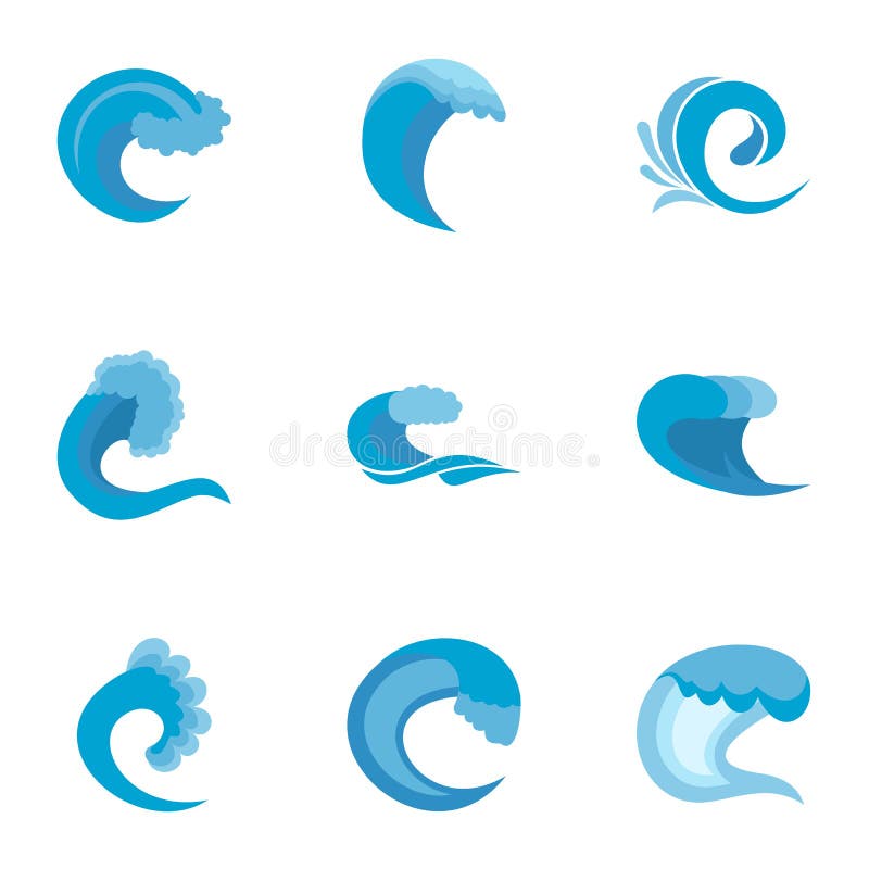 Waveform Icons Set, Flat Style Stock Vector - Illustration of flat ...