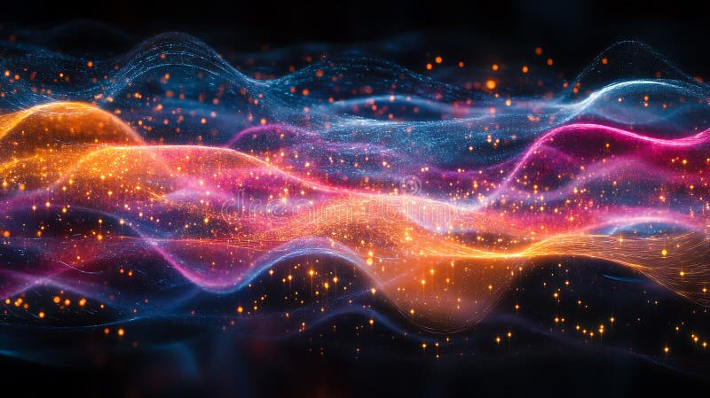 Wavefunction Plots Blending into Points | Abstract Glow of Wave-particle Duality Stock ...