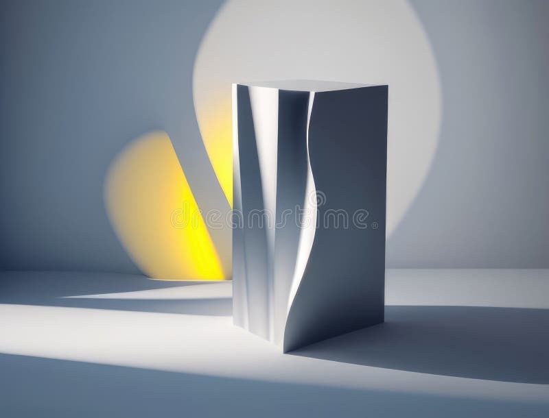 Wavering of Light Across the Rippling Surface. Podium, Empty Showcase ...