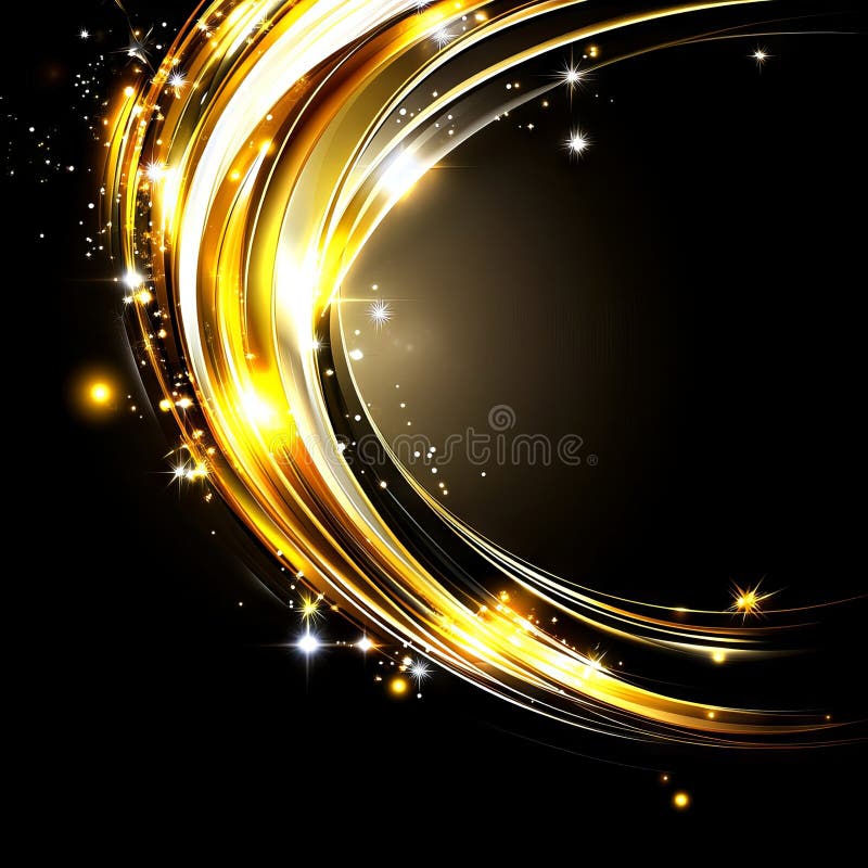 Waves of Abstract Gold Flow with Sparkling Particles Set Against a ...