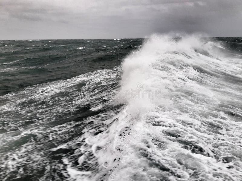 Waves in the Atlantic Ocean, Strong Wind Stock Image - Image of deck ...