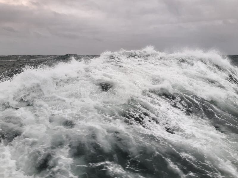 Waves in the Atlantic Ocean, Strong Wind Stock Image - Image of deck ...