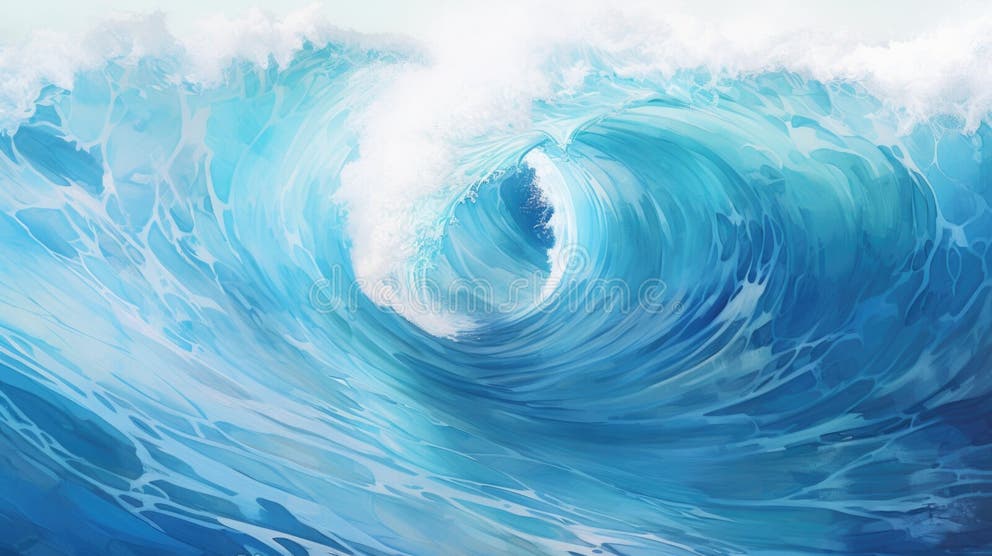 Waves in Azure Colors, Abstract Illustration Stock Illustration ...