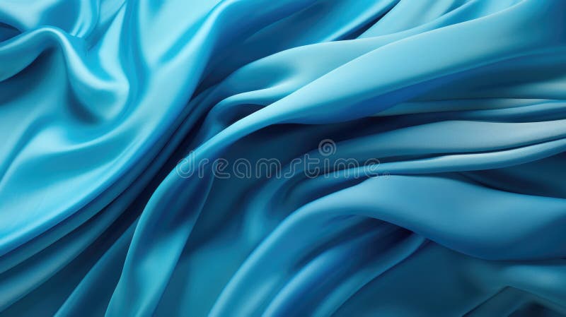 Waves of Azure Satin Fabric, Abstract Illustration Stock Illustration ...