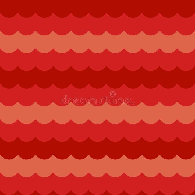 Waves Background Seamless Vector, Red Flat Wave Pattern Repeated ...