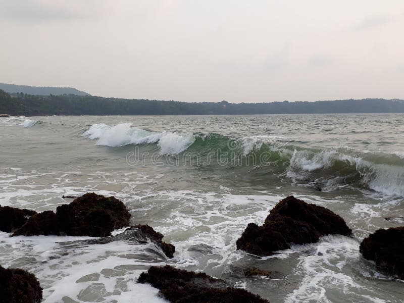 Waves on the Beach, Indian Ocean Beach in Goa, Goa Beach, Stock Image ...