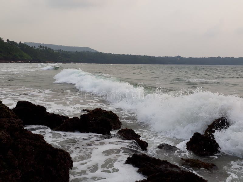 Waves on the Beach, Indian Ocean Beach in Goa, Goa Beach, Stock Photo ...