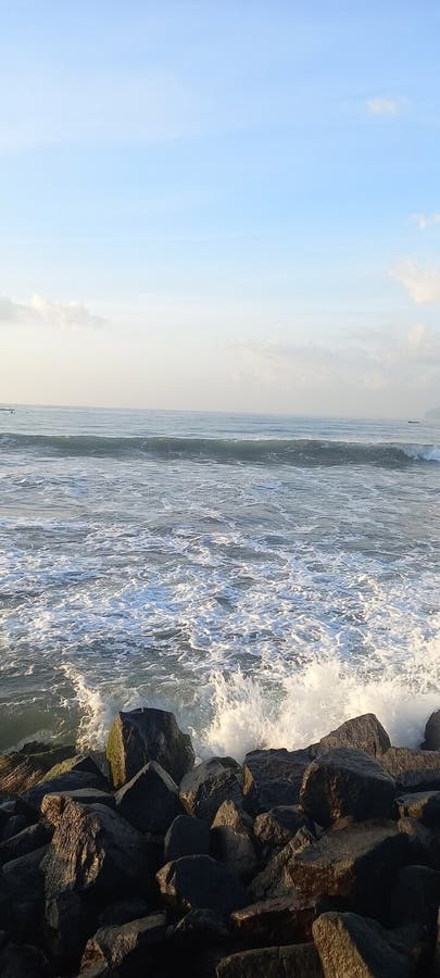 Waves Beach in the Morning Red Bridge Pangandaran West Java Indonesia ...