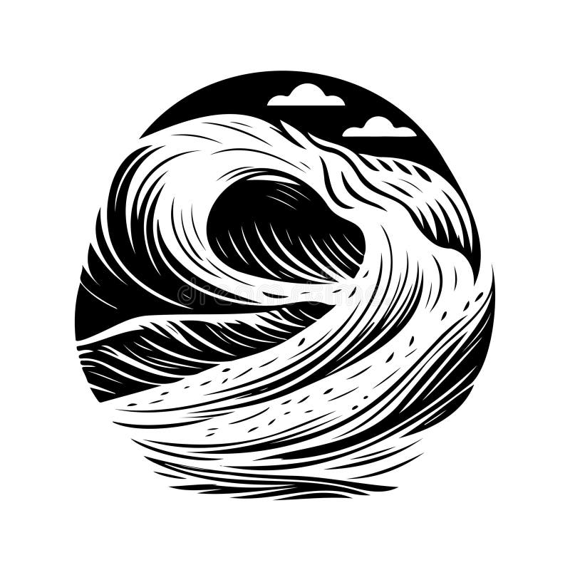 Waves Beach Water Icon Hand Draw Black Colour Mythical Logo Symbol ...