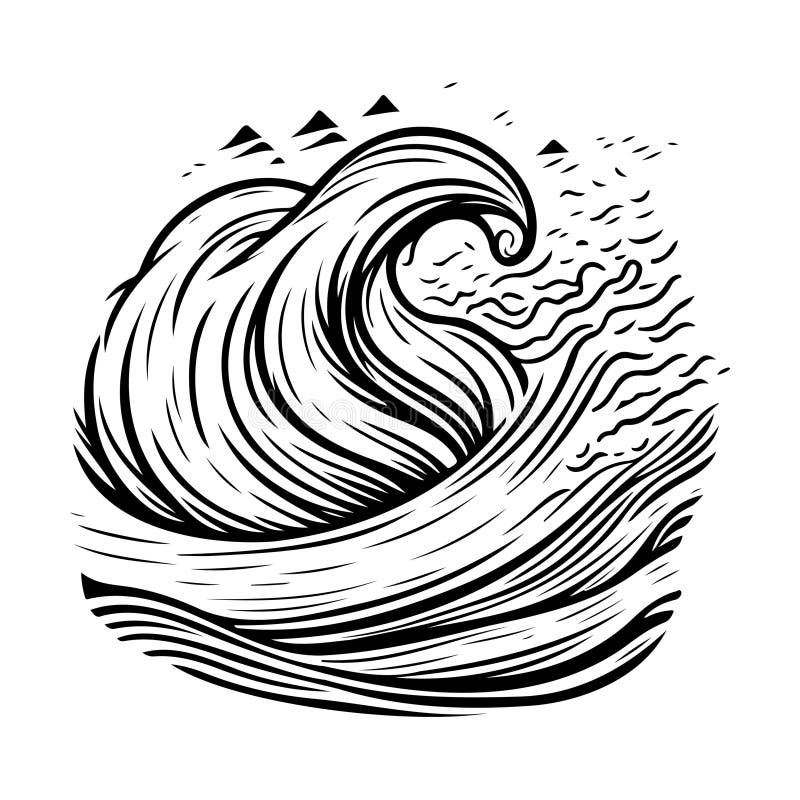 Waves Beach Water Icon Hand Draw Black Colour Mythical Logo Symbol ...