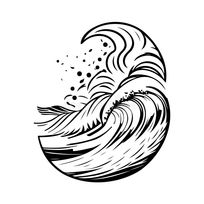 Waves Beach Water Icon Hand Draw Black Colour Mythical Logo Symbol ...