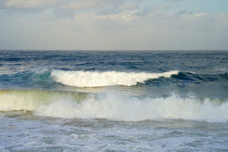 Waves on the Beach in Windy Weather Stock Image - Image of sand ...