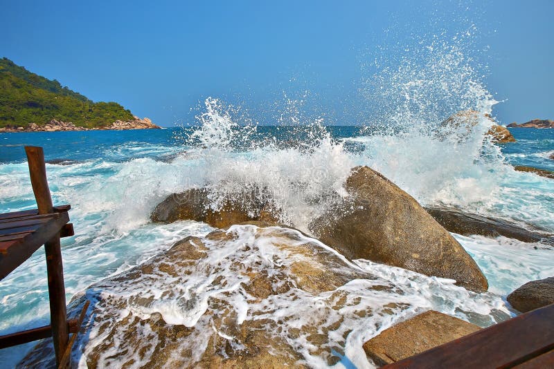 The Waves Beat on Shore of the Island Stock Photo - Image of corals ...