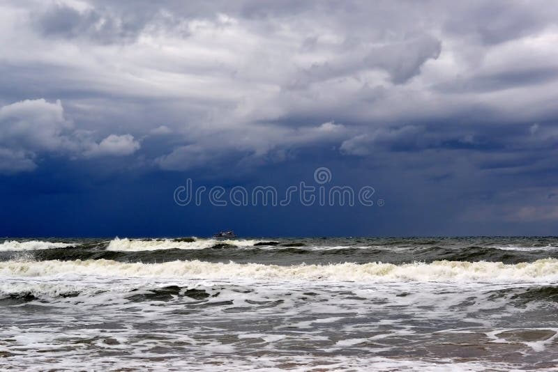 Waves of the Black Sea in Rainy Weather. Stock Image - Image of black ...