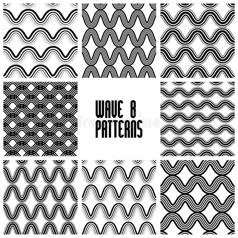 Abstract Black and White Simple Geometric Seamless Patterns Set, Vector Stock Vector ...