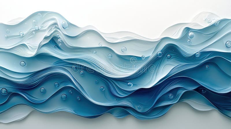 Waves of Blue Abstract Paper Art Studio Visual Artwork Calm Environment ...