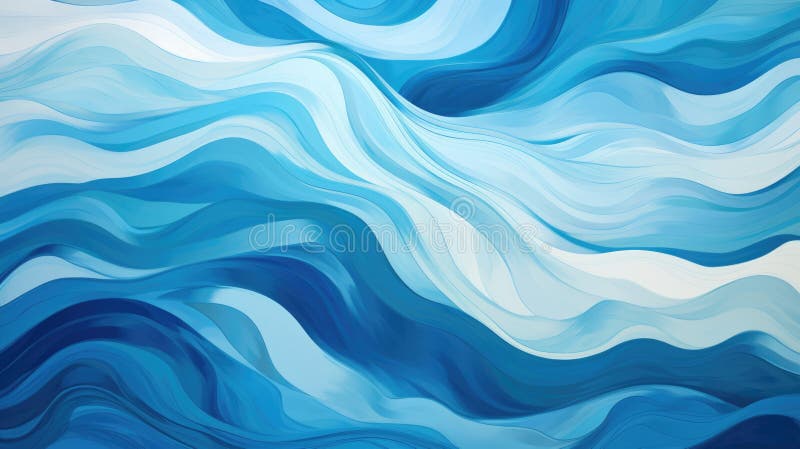 Waves in Blue Colors, Abstract Illustration Stock Illustration ...