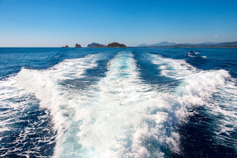 Waves on Blue Sea Behind the Boat Stock Photo - Image of relaxing ...