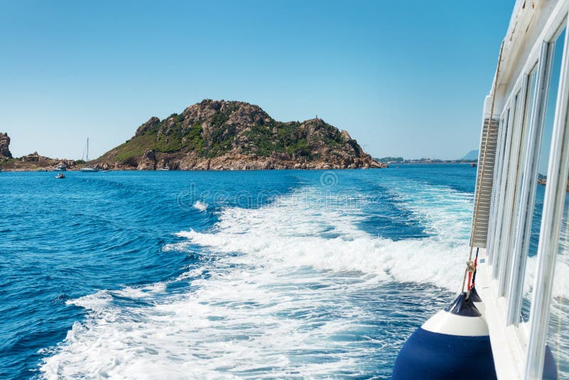 Waves on Blue Sea Behind the Boat Stock Image - Image of recreation ...