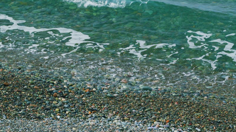 Waves Breaking on the Beach of Pebbles Surf on the Beach. Waves Washing ...