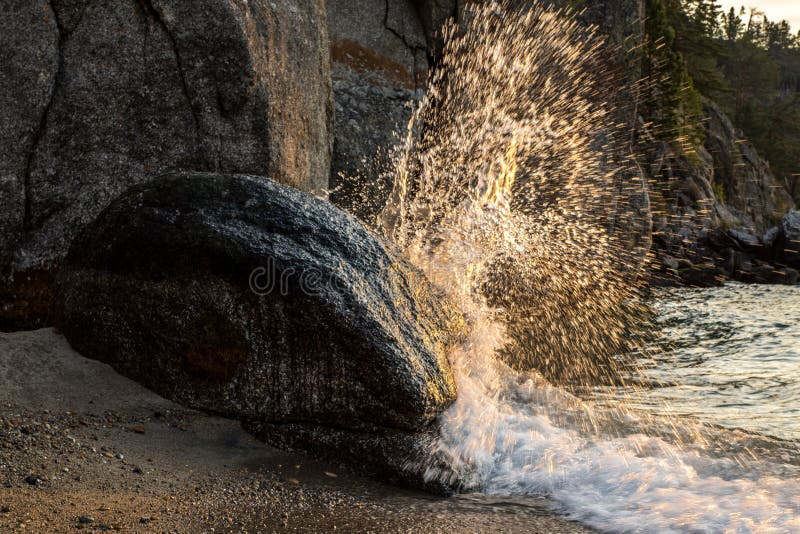 Waves Breaking on Coastal Stone Stock Image - Image of peschanaya ...