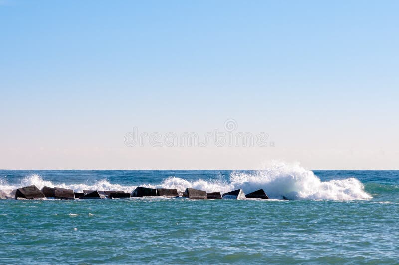 Waves Breaking on the a Foreland Stock Image - Image of europe ...